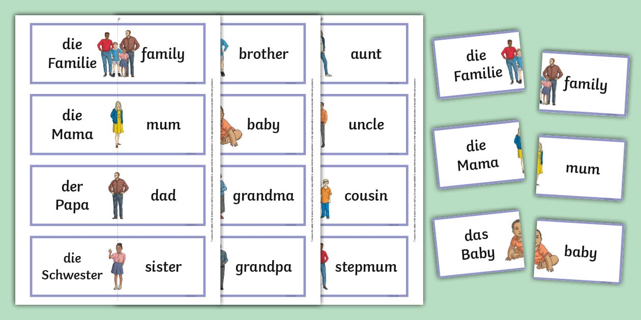 My Family English/German Matching Cards (teacher made)