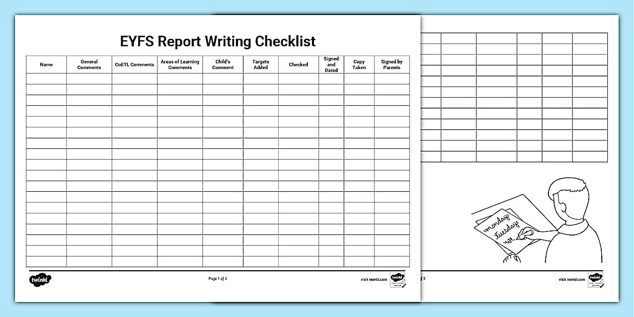 EYFS Report Writing Checklist (teacher made) - Twinkl