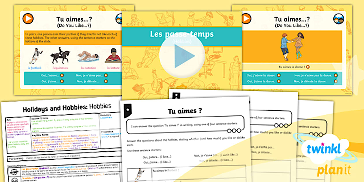 French: Holidays and Hobbies: Hobbies Year 4 Lesson Pack 6