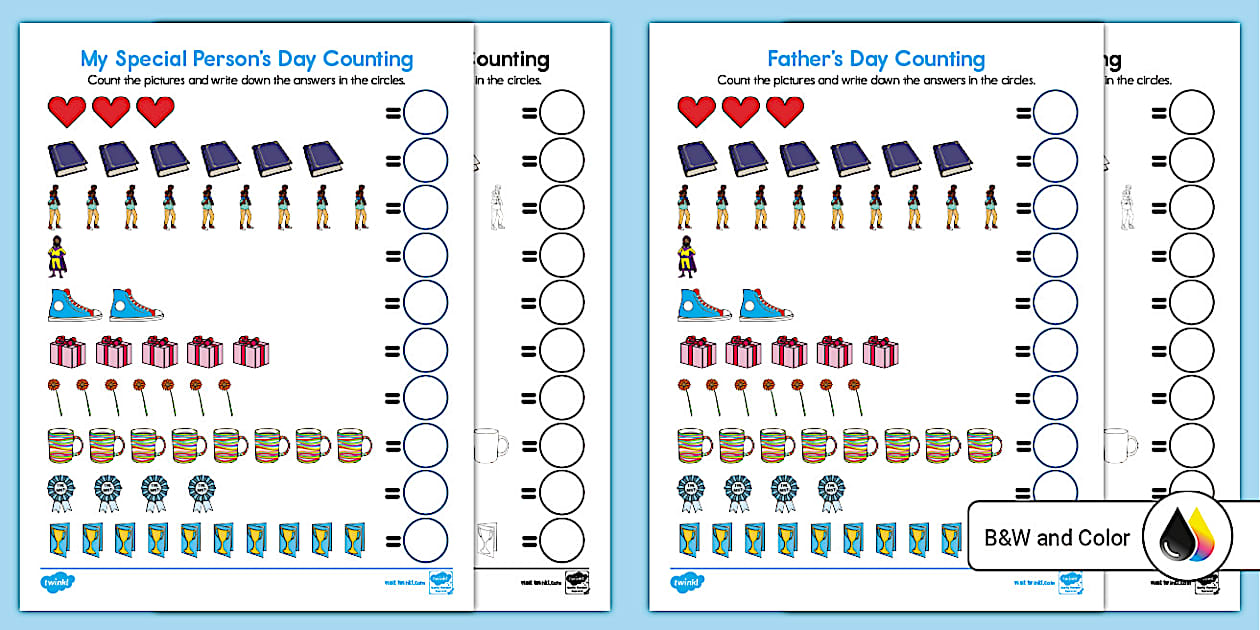 Father's Day Counting Activity Worksheet Sheet for Kids | Twinkl USA
