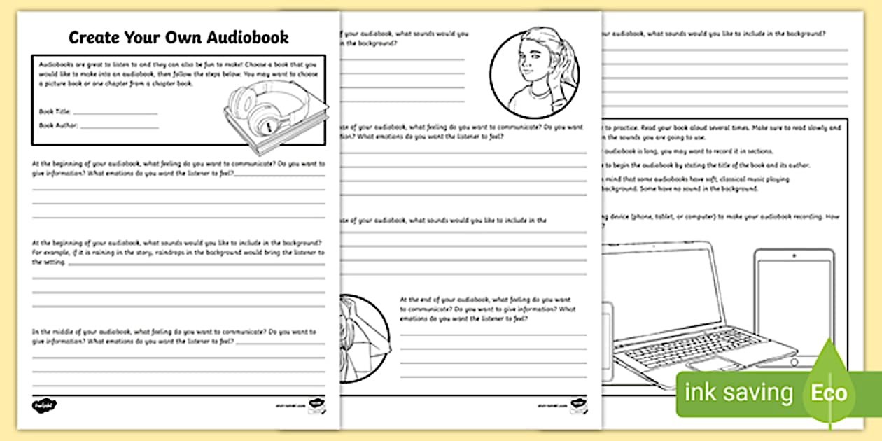Create Your Own Audiobook Worksheet (teacher made) - Twinkl