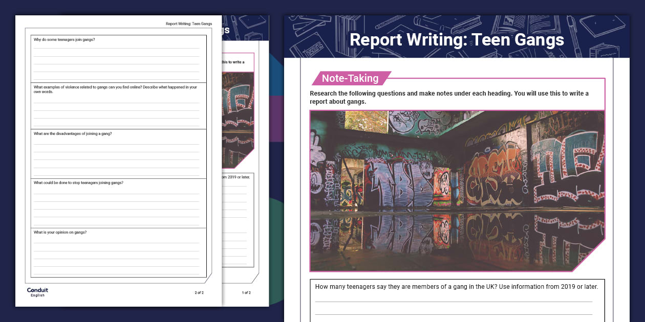 Report Writing Teen Gangs: Note-Taking (teacher made)