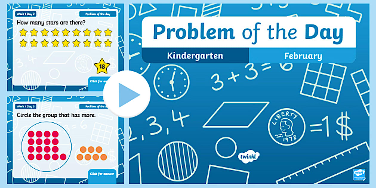 Kindergarten Math Problem of the Day - February PowerPoint