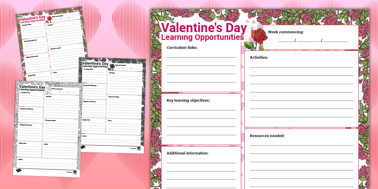 Valentine's Day Learning Opportunities Planner - Twinkl