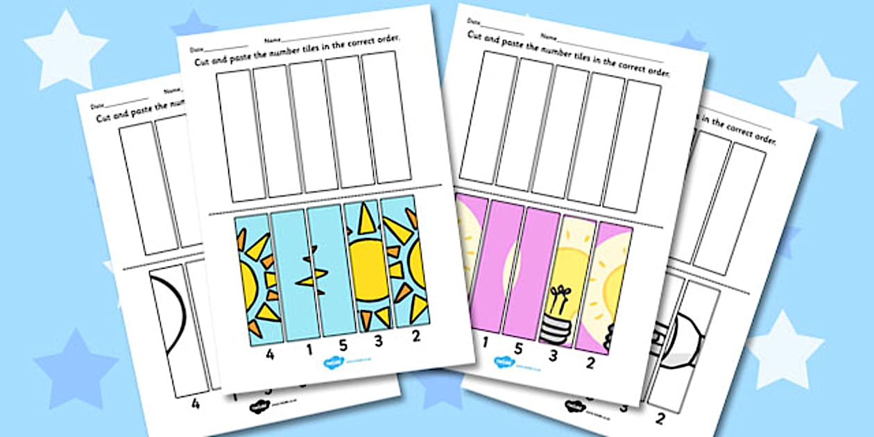 Black and White Light and Dark Number Sequencing Puzzles