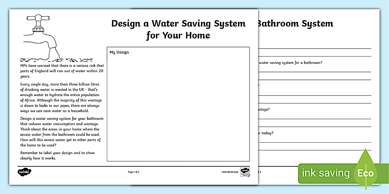 Cursive Water Saving System Design Activity (teacher made)