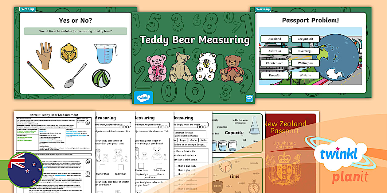 Level 1 Measurement: Teddy Bear Measuring Lesson 1 - Twinkl