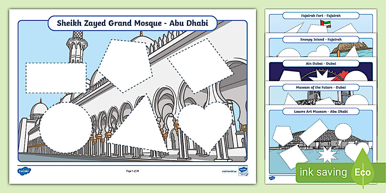 UAE Landmarks Shape Puzzles (teacher made) - Twinkl