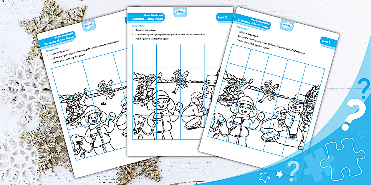 Winter Wonderland Colouring Jigsaw Puzzle Pack - Twinkl