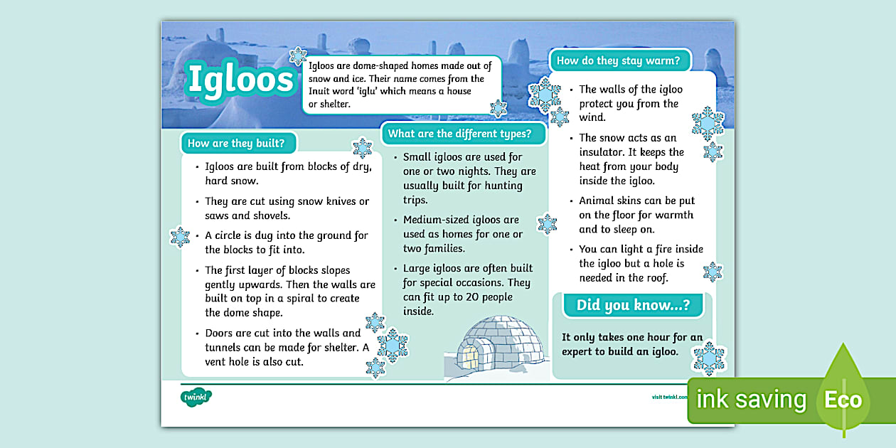 KS1 All About Igloos Fact File - Twinkl