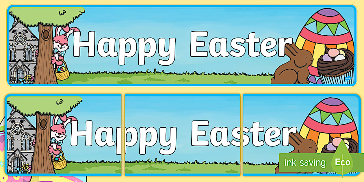 Happy Easter Display Banner (teacher made) - Twinkl