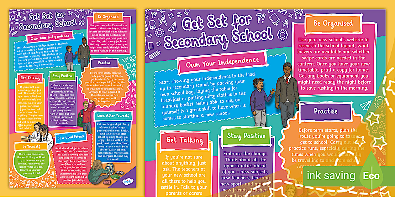 Transition to Secondary School Poster | Top Tips for Kids