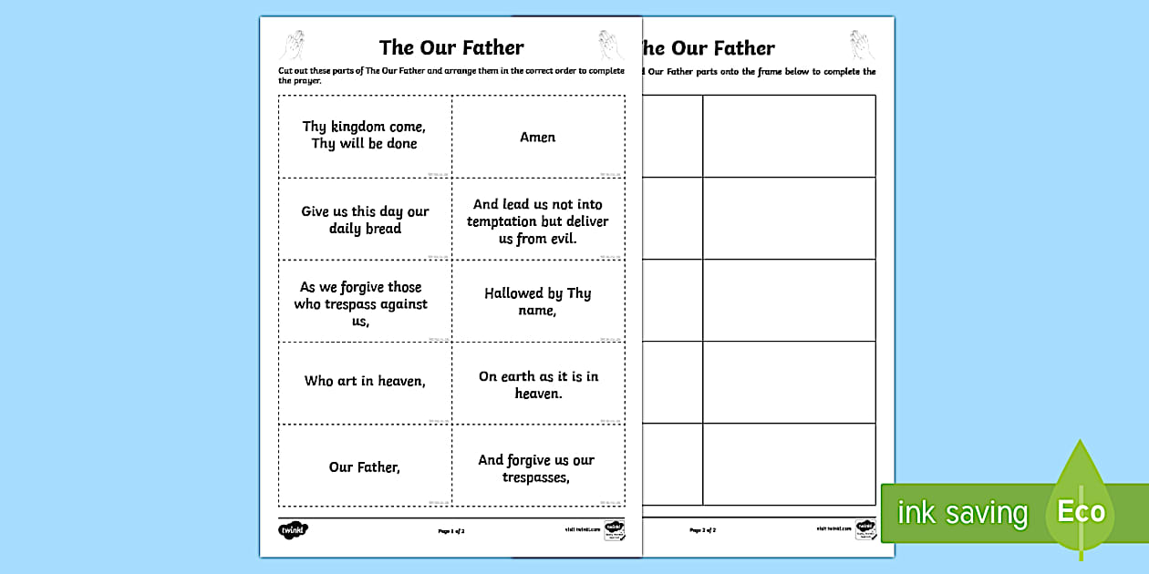 Editable The Our Father Sequencing Worksheet - Twinkl
