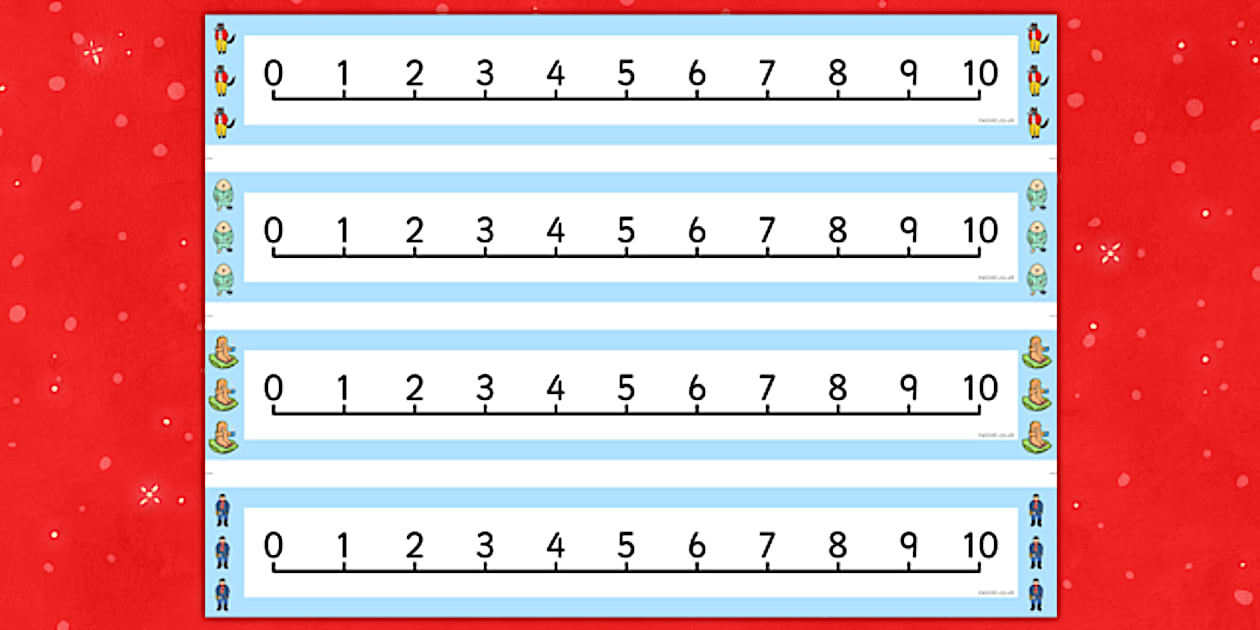 Number Lines 0-10 to Support Teaching on The Jolly Christmas Postman