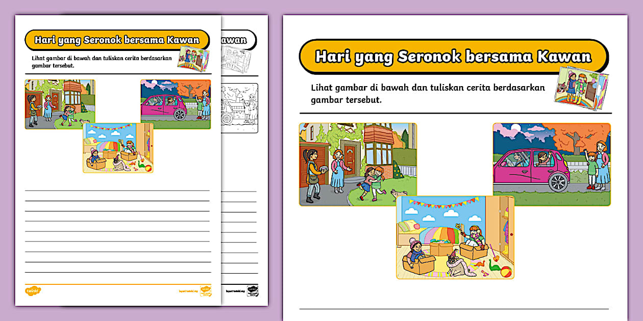 Aktiviti Menulis Tahun 1 - Hari yang Seronok bersama Kawan