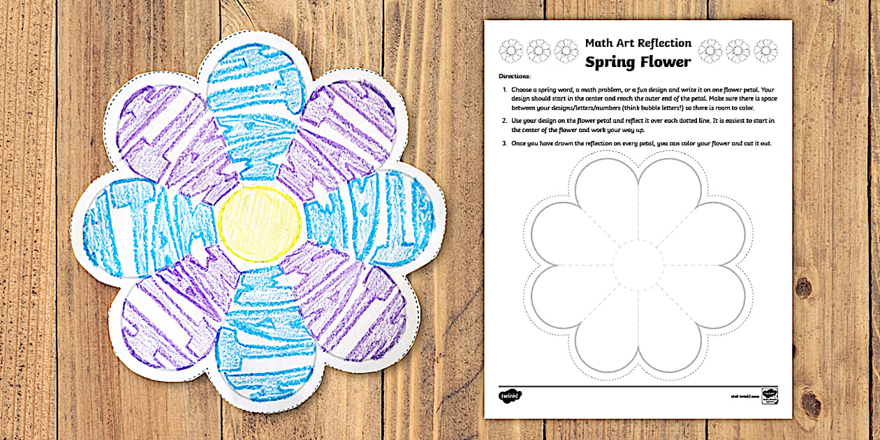 Math Art Reflection Spring Flower for 6th-8th Grade - Twinkl