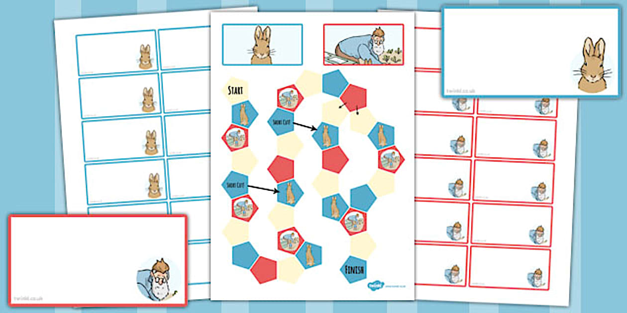 Black and White The Tale of Peter Rabbit Themed Editable Board Game