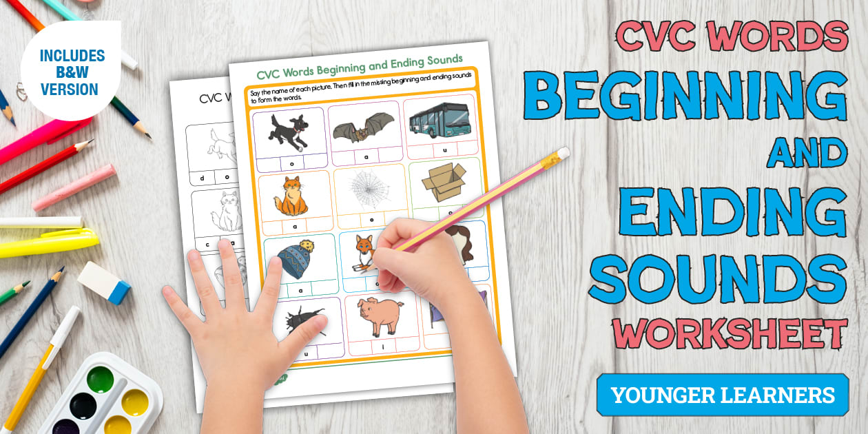 CVC Words Beginning and Ending Sounds Worksheet