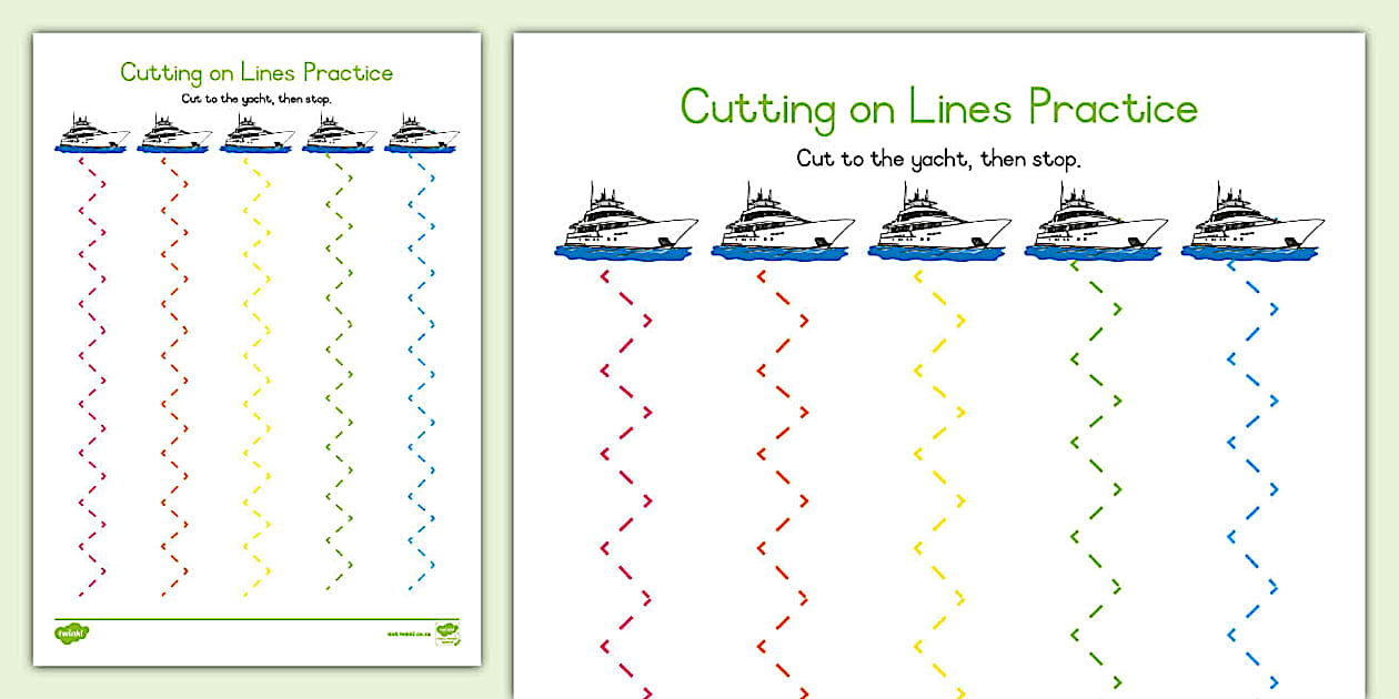 Preschool- Cutting on Lines - Vertical Zigzag (Teacher-Made)