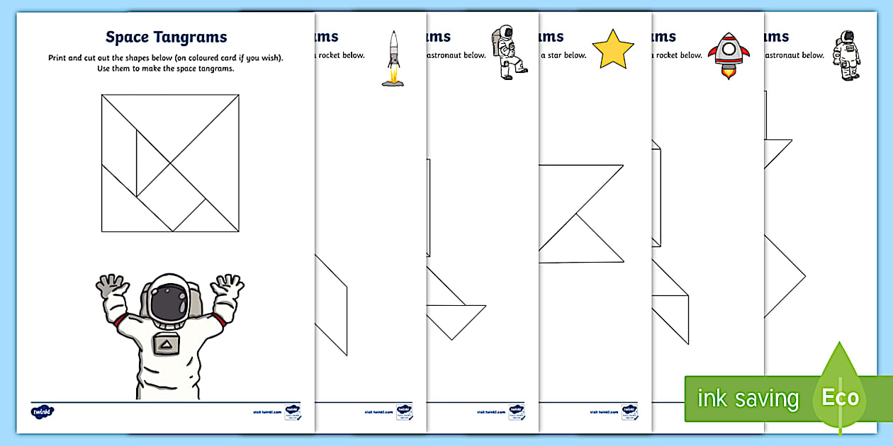 Space-Themed Tangram Templates – Worksheets - Twinkl
