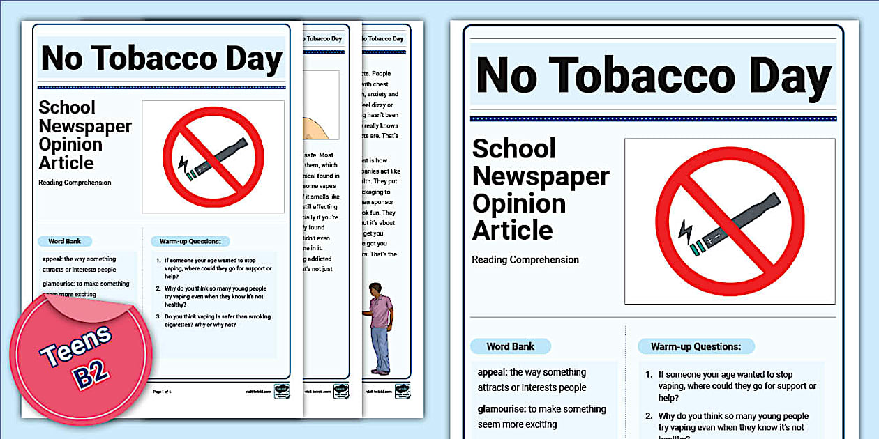 ESL No Tobacco Day Reading Comprehension (Teacher-Made)