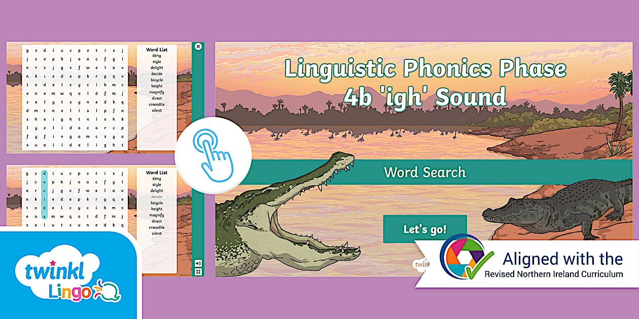 Linguistic Phonics Phase 4b 'igh' Interactive Word Search