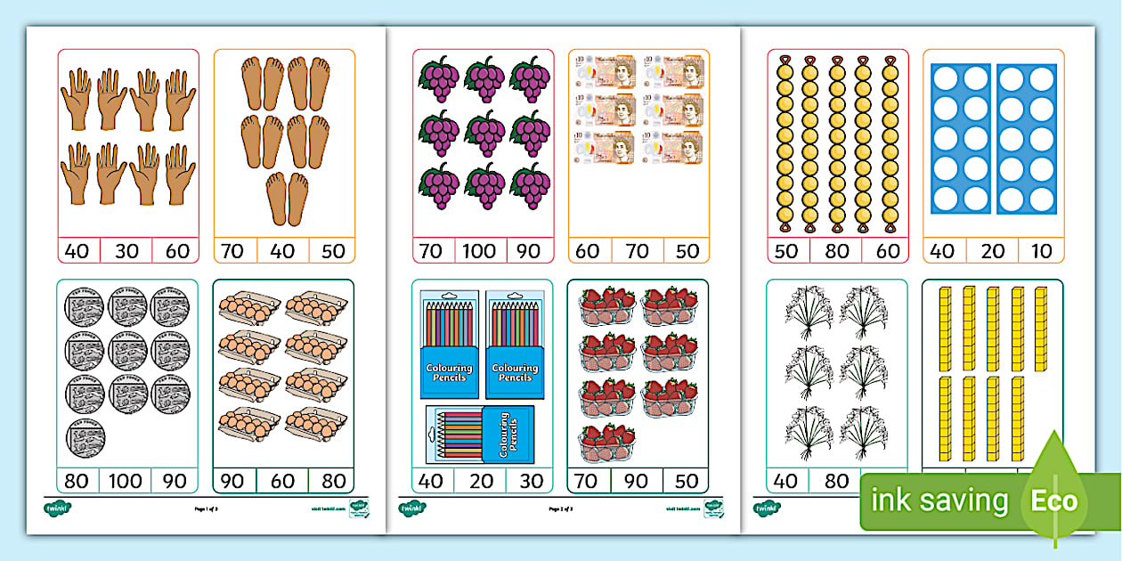 👉 Counting in 10s Matching Peg Activity (teacher made)