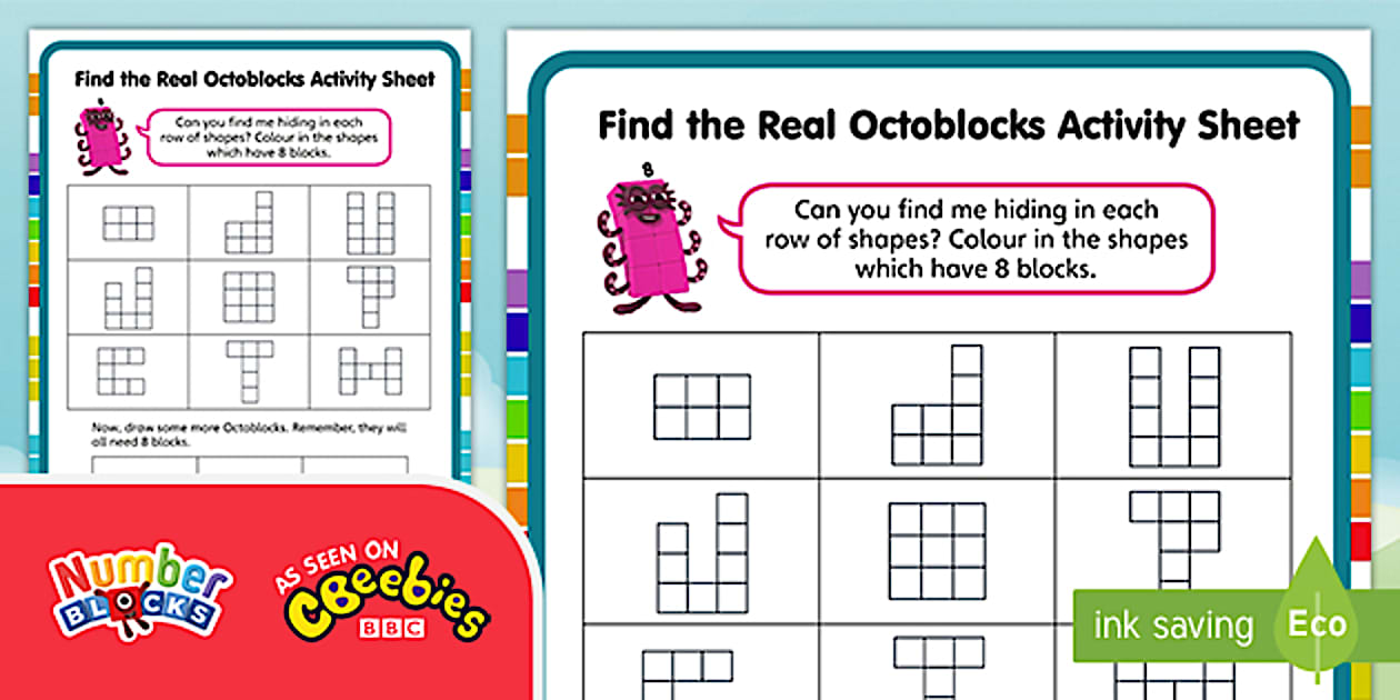 👉 Numberblocks: Find the Real Octoblocks Worksheet: