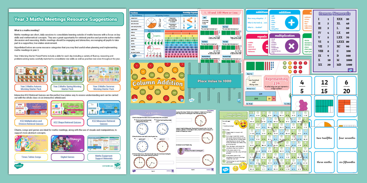 Year 3 Maths Meeting Resource Pack (teacher made) - Twinkl