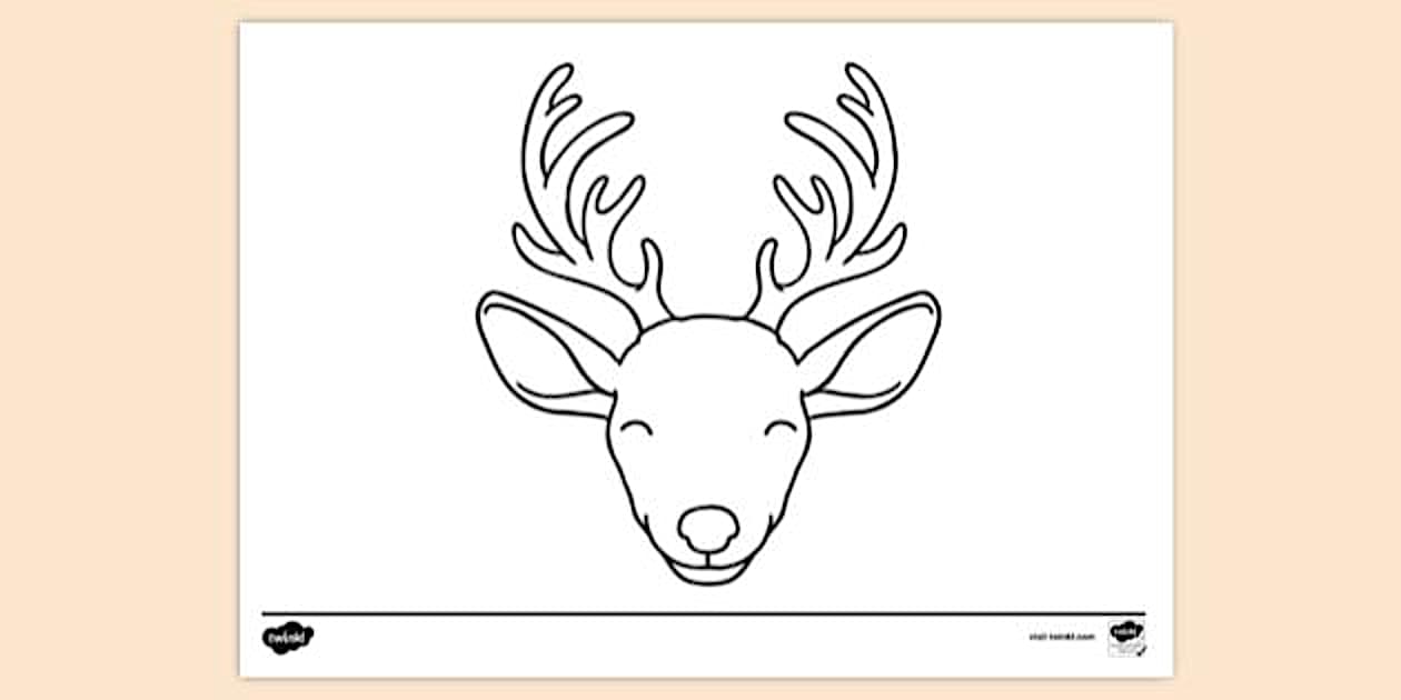 Reindeer Outline | Reindeer Face Colouring Page - Twinkl