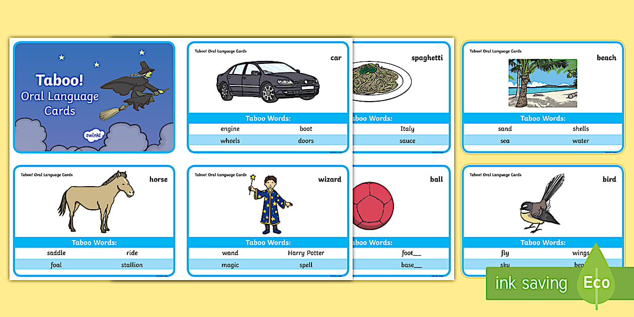 Taboo ESL Oral Language Game Challenge Cards