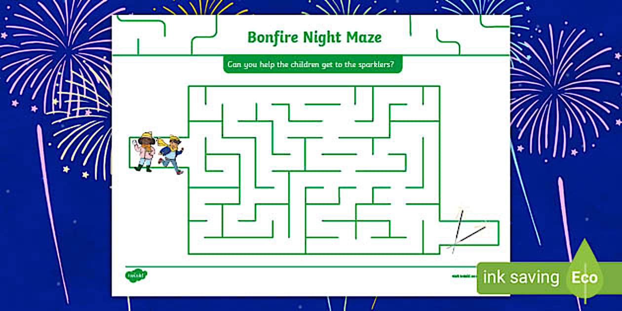 Bonfire Night Maze Activity (teacher made) - Twinkl
