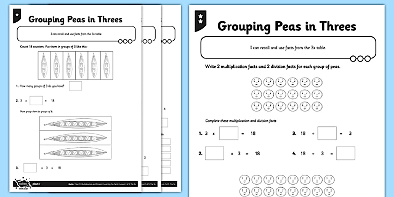 Grade 3 Differentiated Pea Pod Worksheets (Teacher-Made)