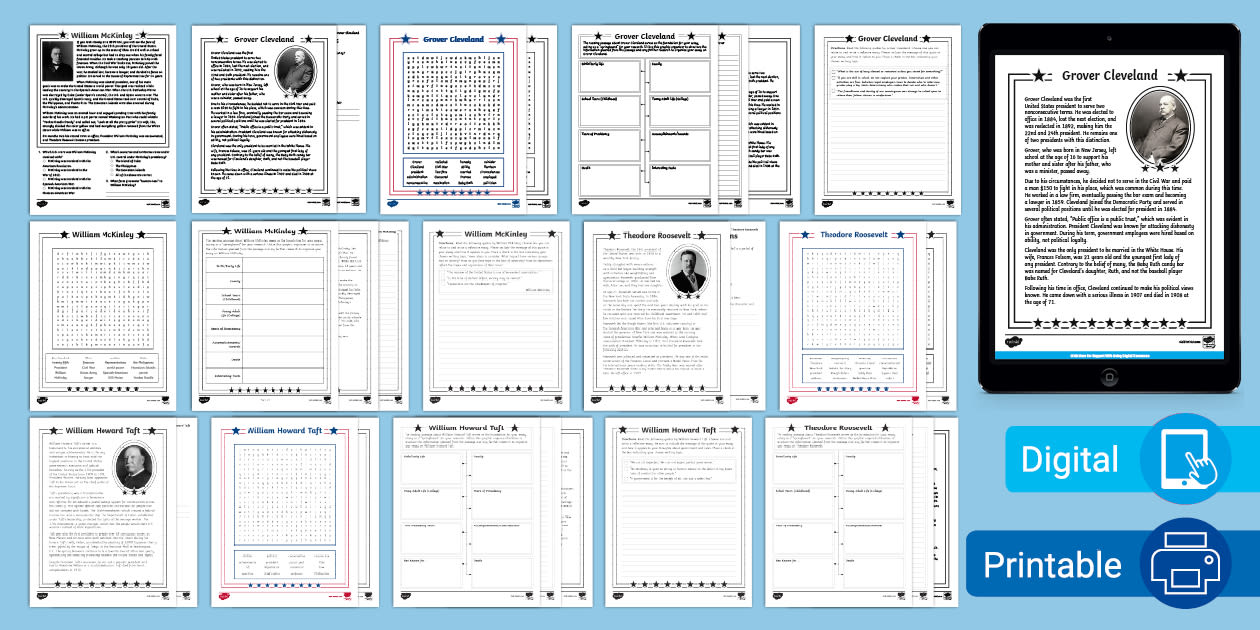 Presidents’ Activity Pack Cleveland, McKinley, T. Roosevelt, Taft