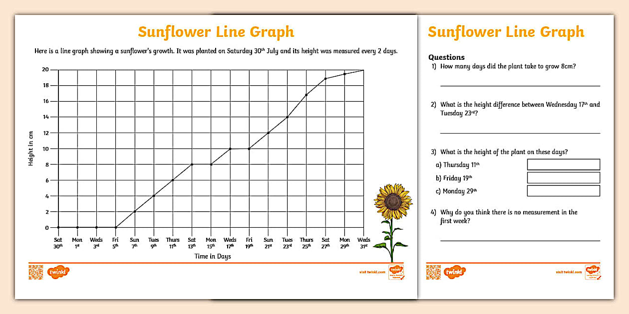 Editable Sunflower Line Graph Worksheet (professor feito)