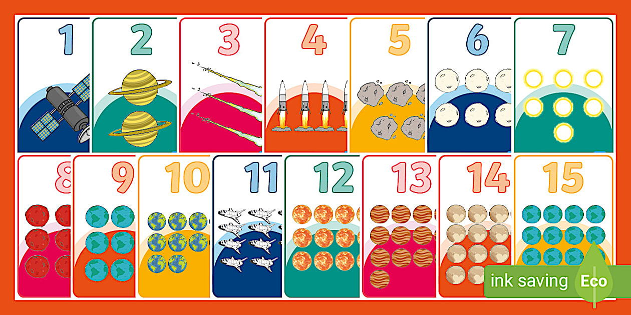 Space Themed Number 1 - 20 Display Posters (teacher made)