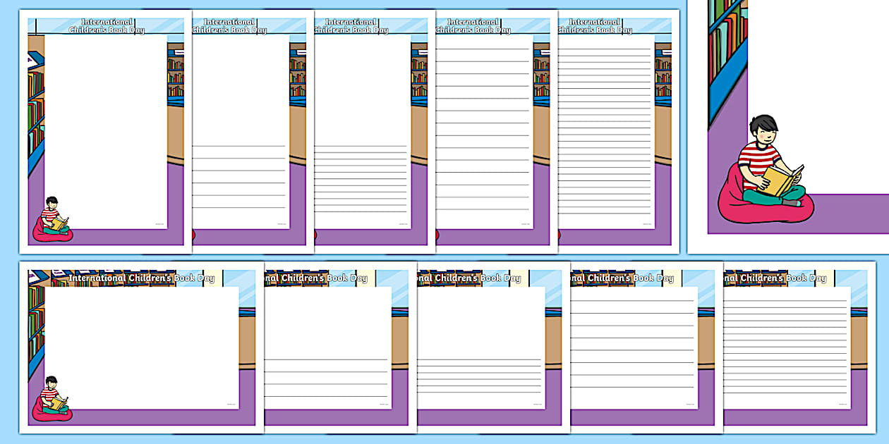 Black and White International Children's Book Day Page Border Pack