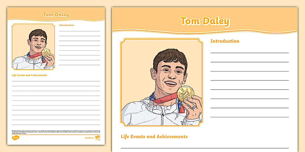 Tom Daley Biography Template (teacher made) - Twinkl