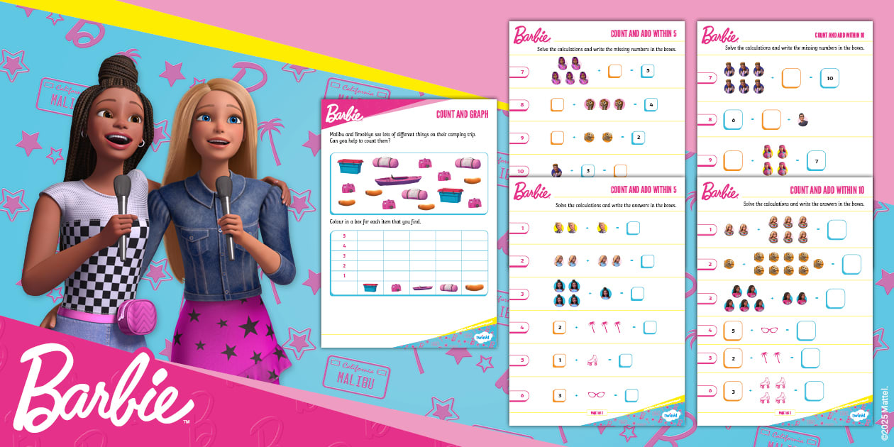 👉 Barbie: Counting and Adding Activity Pack