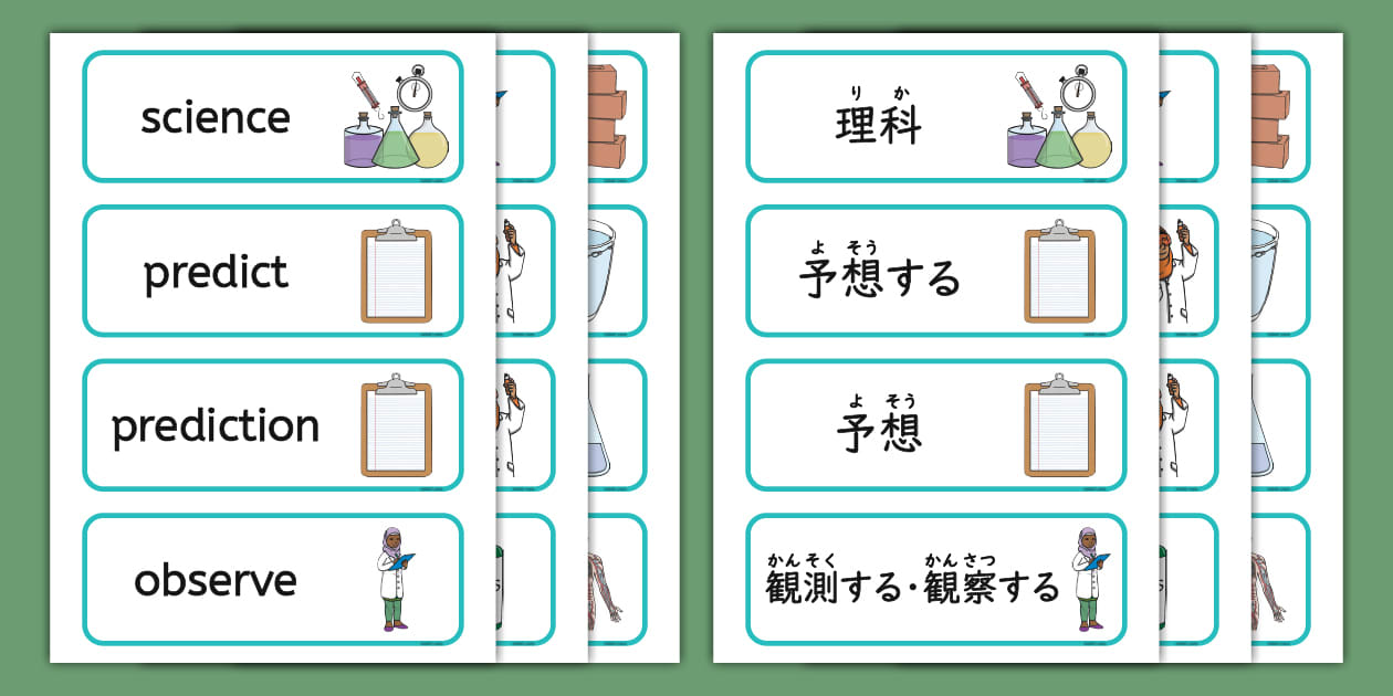 化学実験しよう！実験の英単語カード Science Experiment Vocabulary Japanese and English｜Twinkl