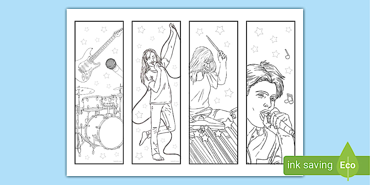 👉 Rockstar Colouring Bookmarks (teacher made) - Twinkl