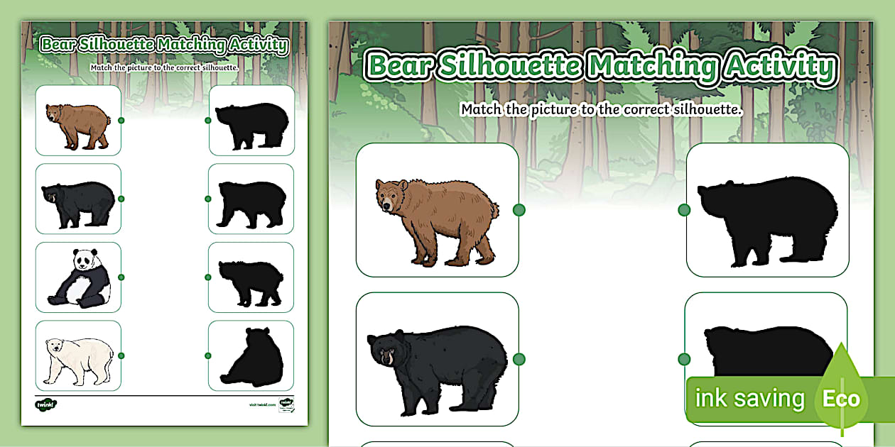 Bear Silhouette Matching Activity (teacher made) - Twinkl