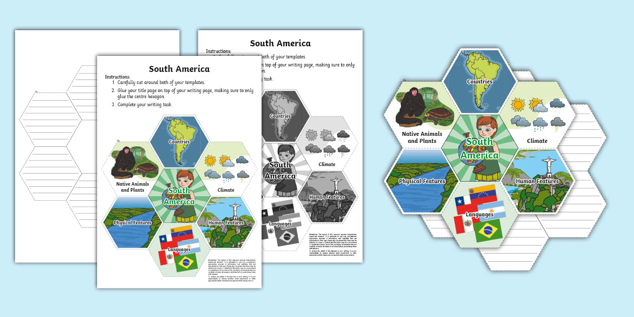 KS1 South America Hexagon Writing Template (professor feito)