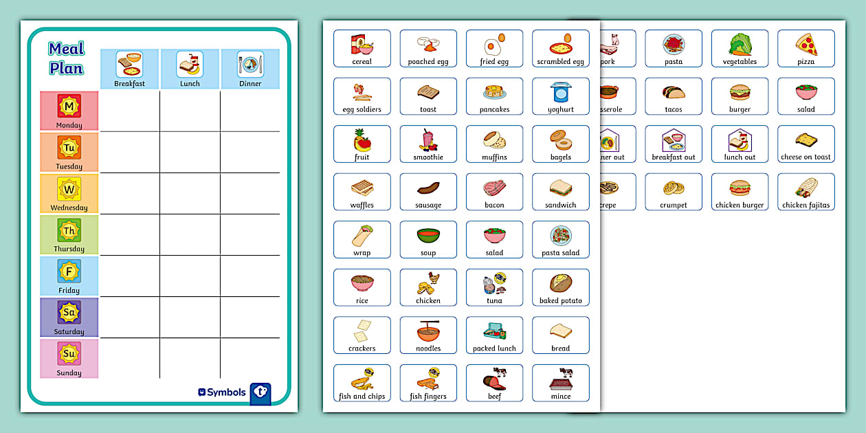 Twinkl Symbols: Meal Planner (l'insegnante ha fatto)