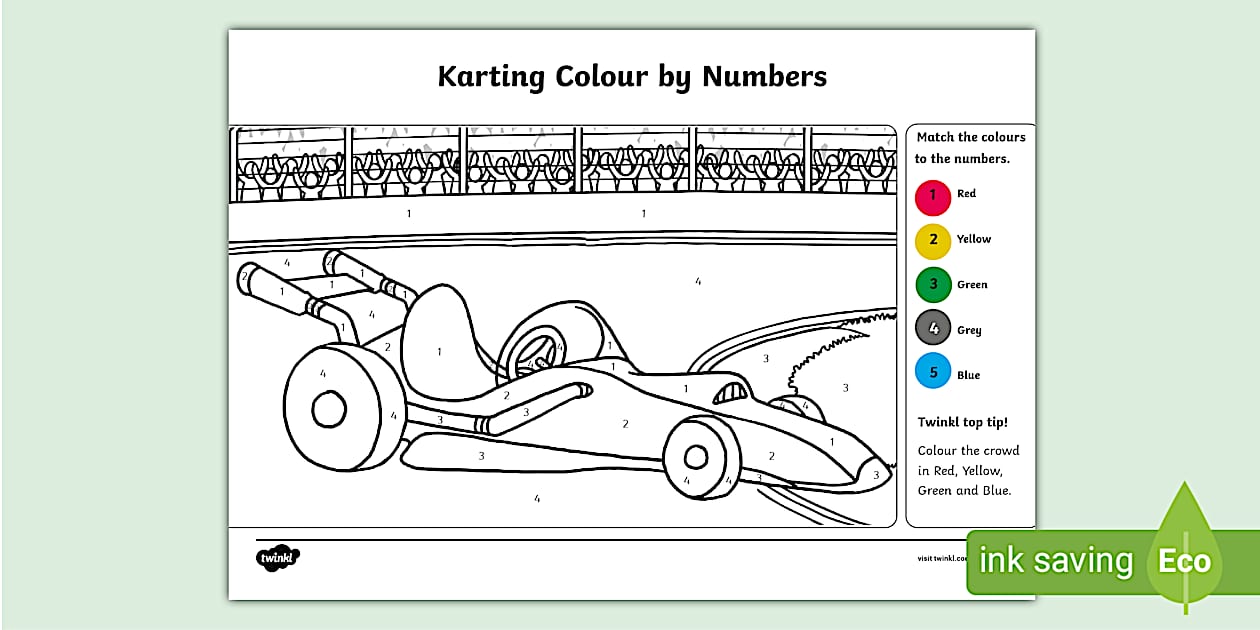 Karting Colour by Numbers (Teacher-Made) - Twinkl