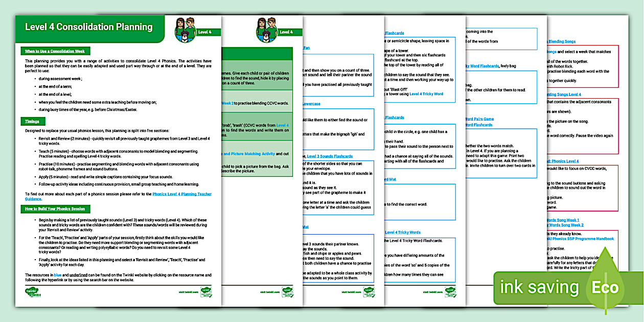 Level 4 Phonics Consolidation Planning - EYFS - Activities