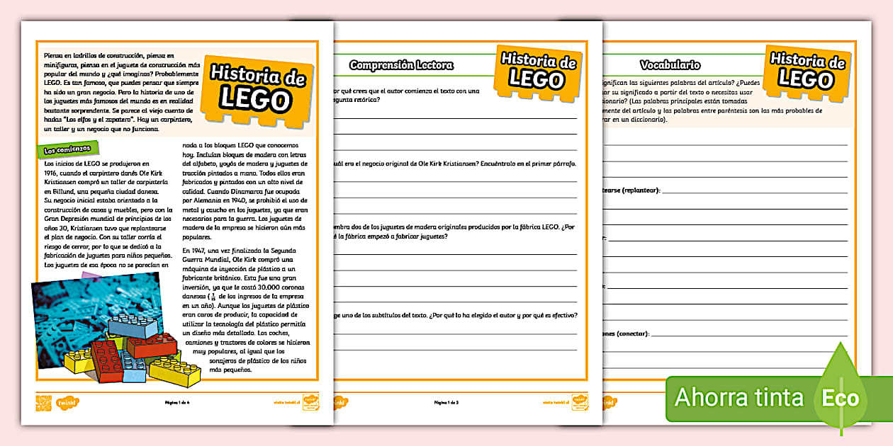 Comprensión de Lectura: Historia de LEGO - Twinkl