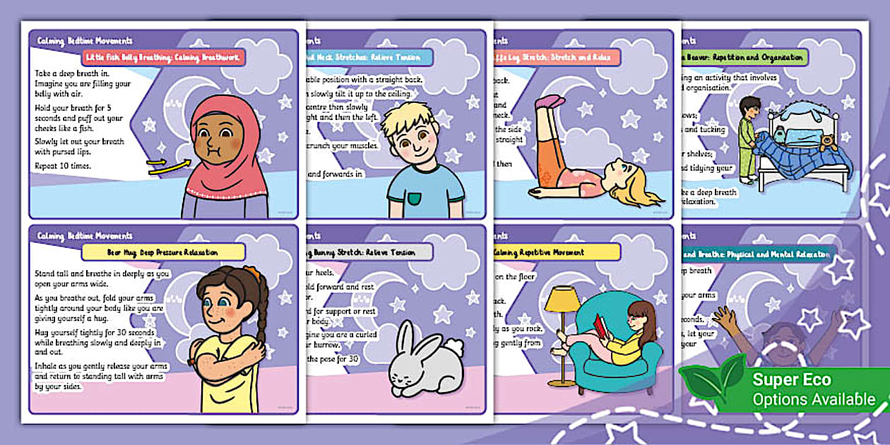 Calming Bedtime Movement Cards (teacher made) - Twinkl
