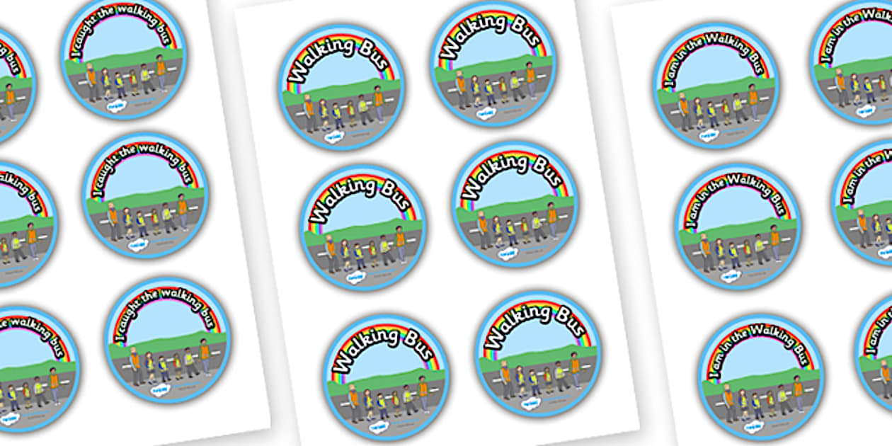 Editable Road Safety Walking Bus Badges (Lehrer gemacht)