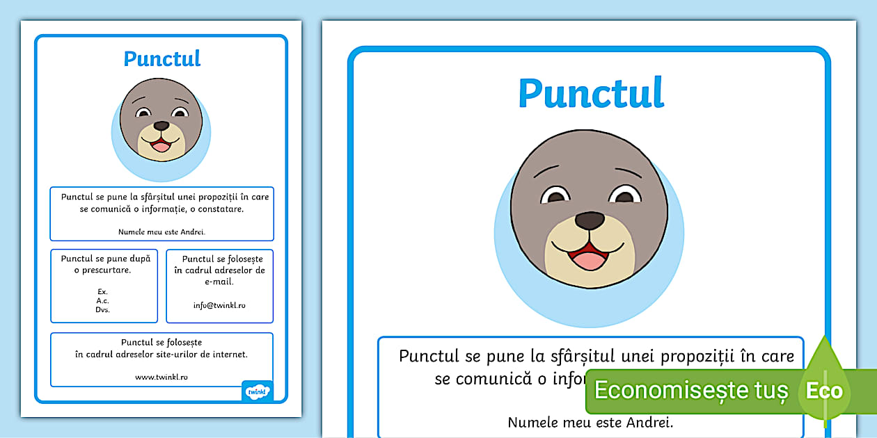 Punctul - Semn de punctuație | Resurse Twinkl România